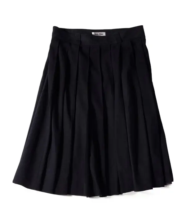 Miu Miu Pleated Suede Midi Skirt
