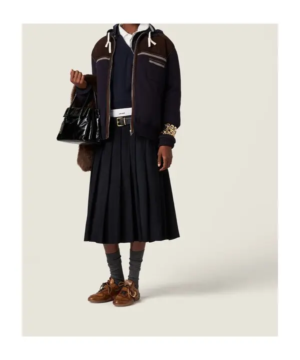 Miu Miu Pleated Suede Midi Skirt
