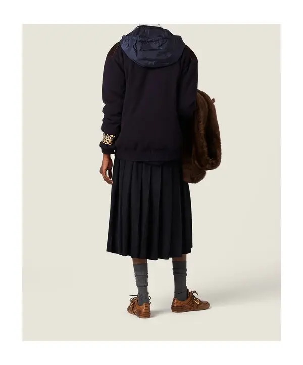Miu Miu Pleated Suede Midi Skirt