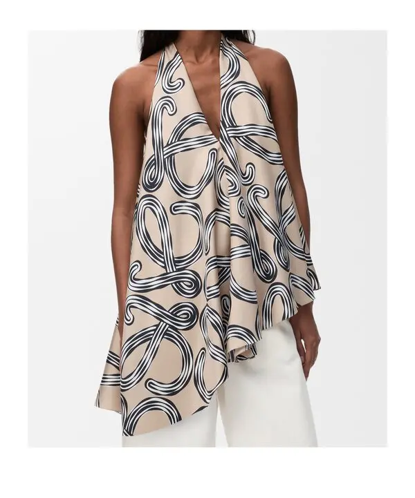 Loewe Asymmetrical Halter Neck Top With Anagram Buckles