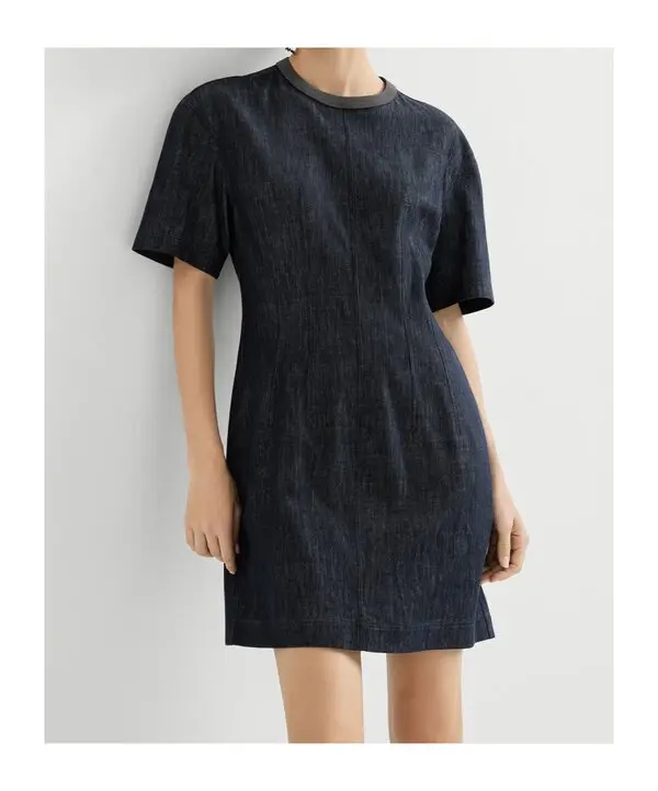 Brunello Cucinelli Short-sleeved Denim Mini Dress - Black