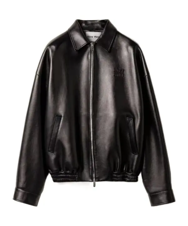 Miu Miu Plongé Leather Zip-up Jacket