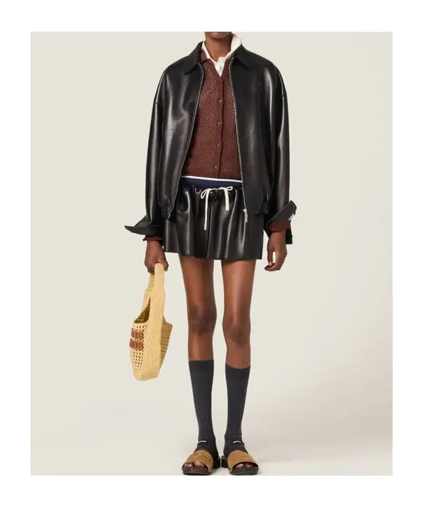 Miu Miu Plongé Leather Zip-up Jacket