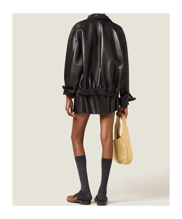 Miu Miu Plongé Leather Zip-up Jacket