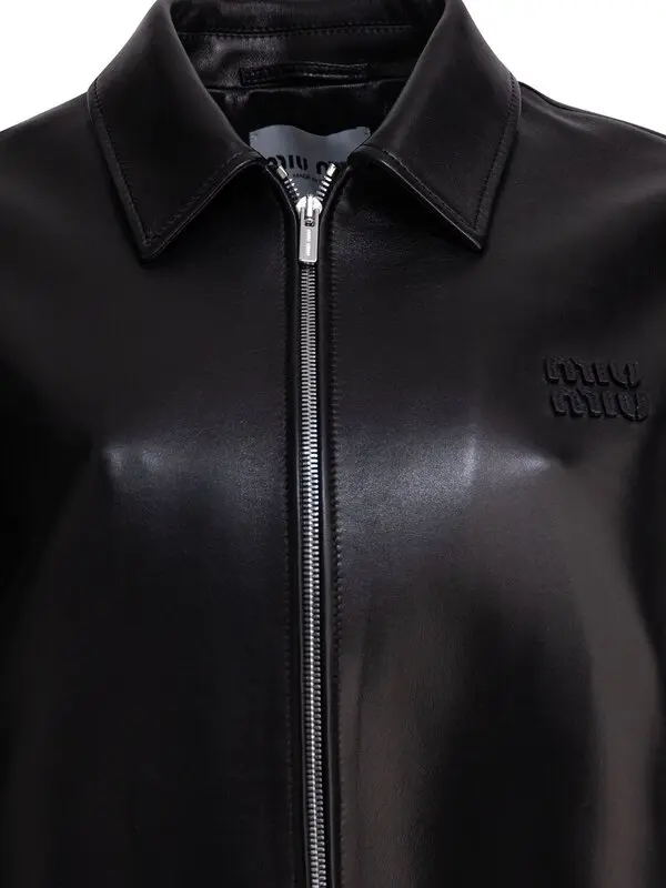 Miu Miu Plongé Leather Zip-up Jacket