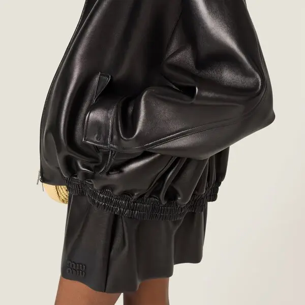 Miu Miu Plongé Leather Zip-up Jacket