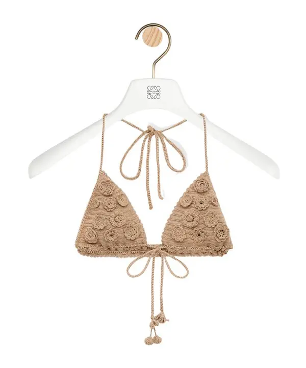 Loewe Top In Cotton Crochet - Light Brown