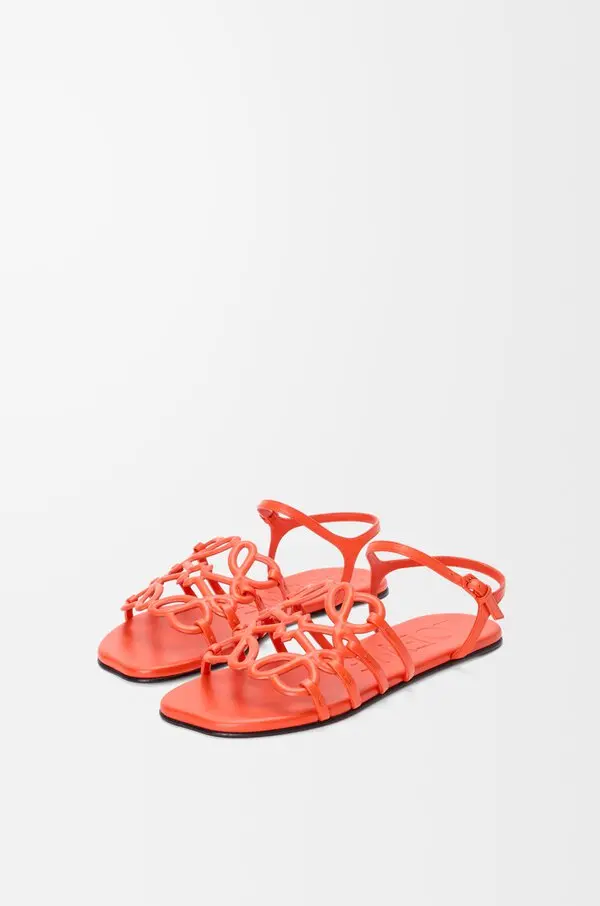 Loewe Petal Anagram Sandal In Calfskin - Orange