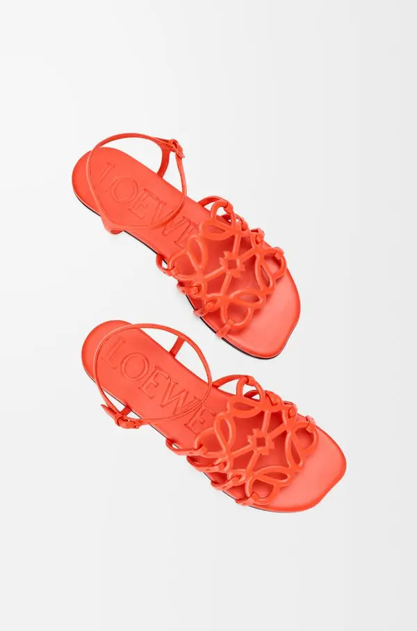 Loewe Petal Anagram Sandal In Calfskin - Orange