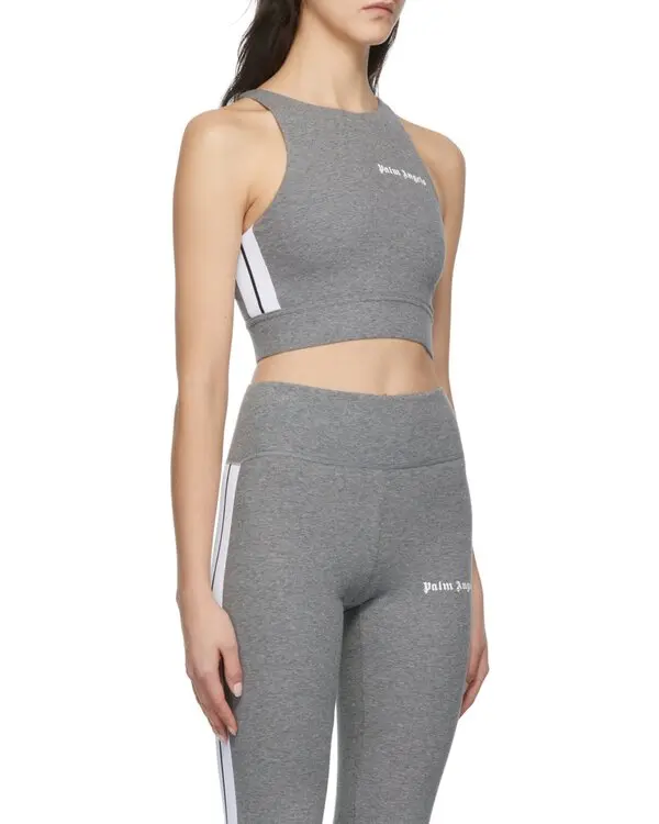 Palm Angels Logo Printed Ribbed Knit Sport Bra