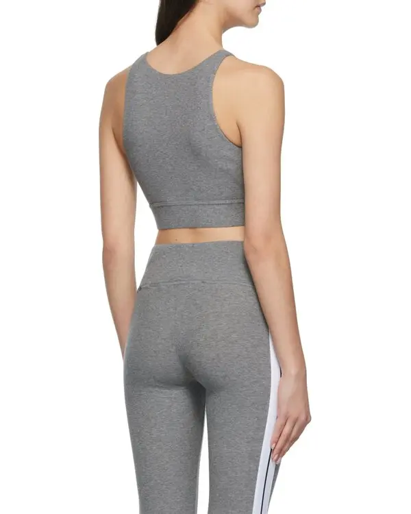 Palm Angels Logo Printed Ribbed Knit Sport Bra