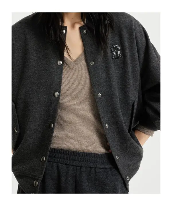 Brunello Cucinelli Logo Patch Bomber Jacket