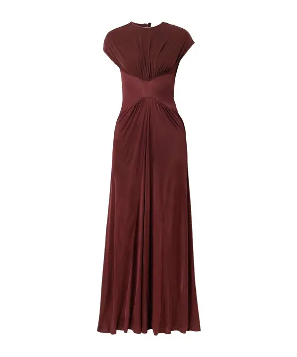 Galvan Gathered Satin-jersey Gown