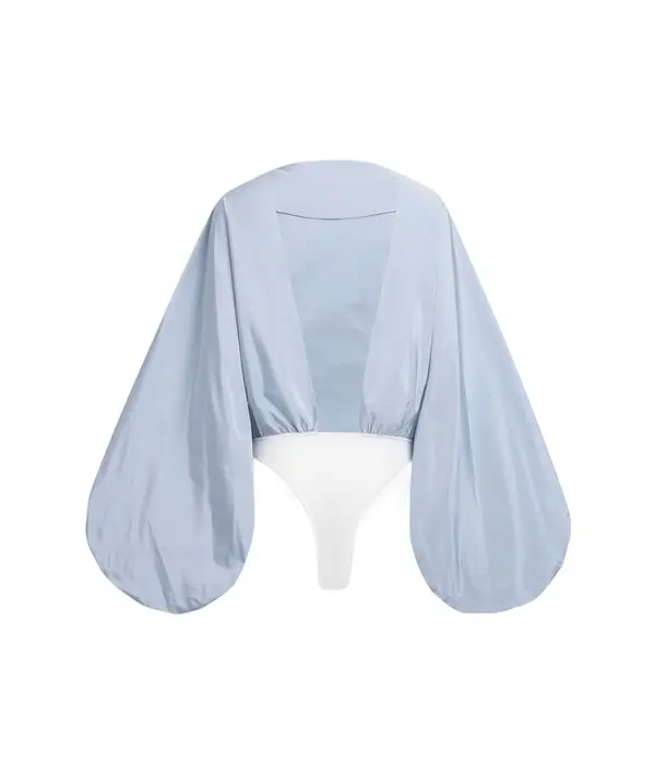 Alaïa Taffeta Bodysuit With Balloon Sleeves - Blue