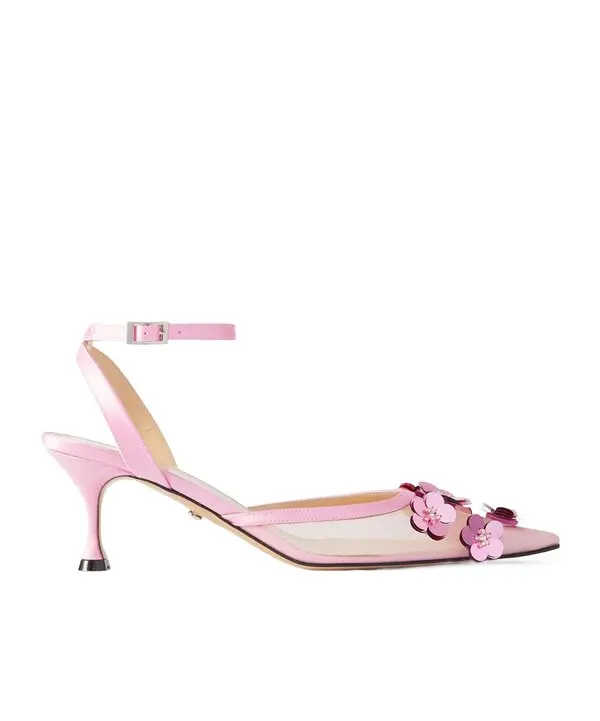 MACHMACH Satin-trimmed Mesh Pumps