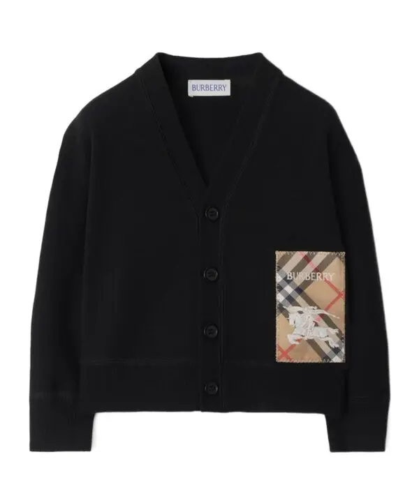 Burberry Wool Cardigan With Checked Label