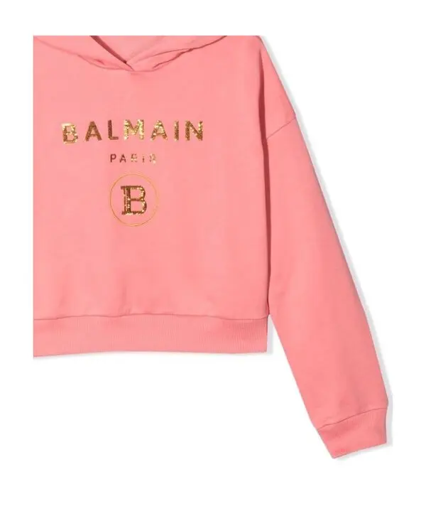 Balmain Sequin Logo Cotton Hoodie