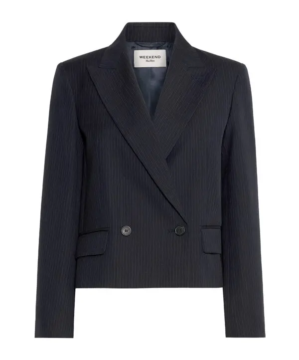 Max Mara Double-breasted Pinstripe Blazer - Navy