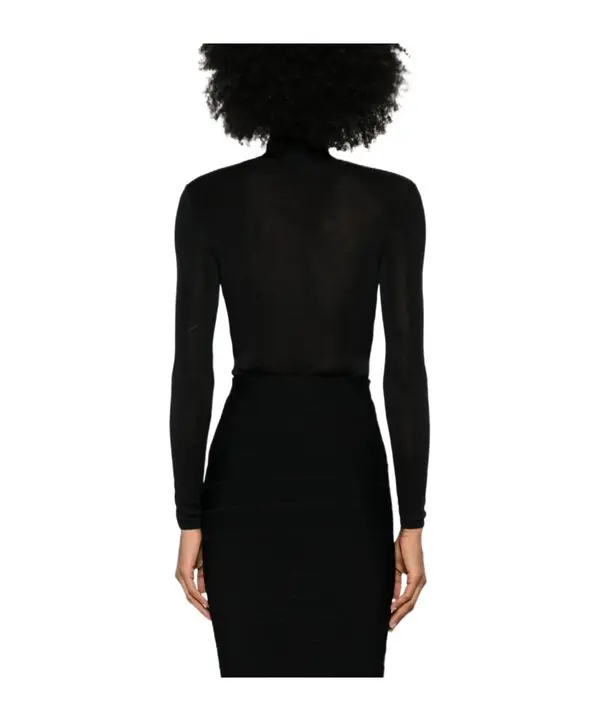 SELF-PORTRAIT Knitted Bodysuit With Cutout And Ruffle Detail