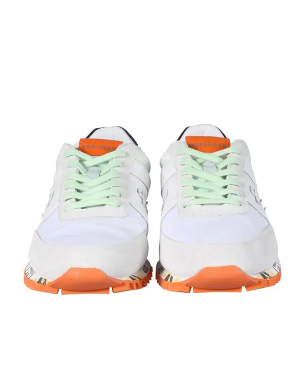 Premiata And Orange Logo Sneakers