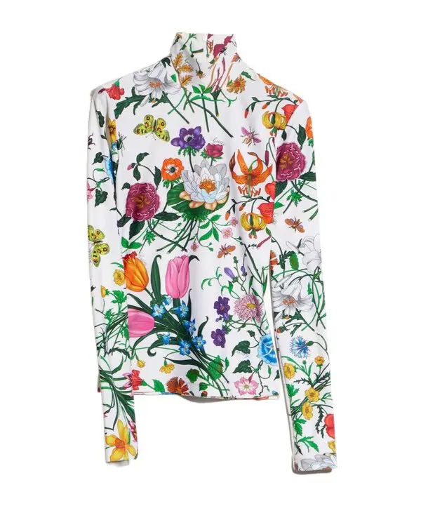 Gucci Flora Print Turtleneck T-shirt