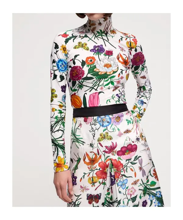Gucci Flora Print Turtleneck T-shirt