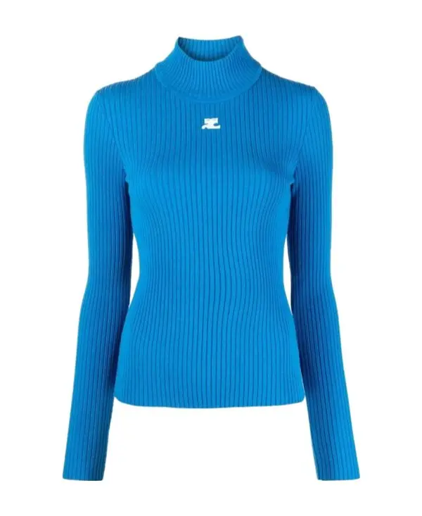 COURREGES Logo Embroidered Roll-neck Jumper