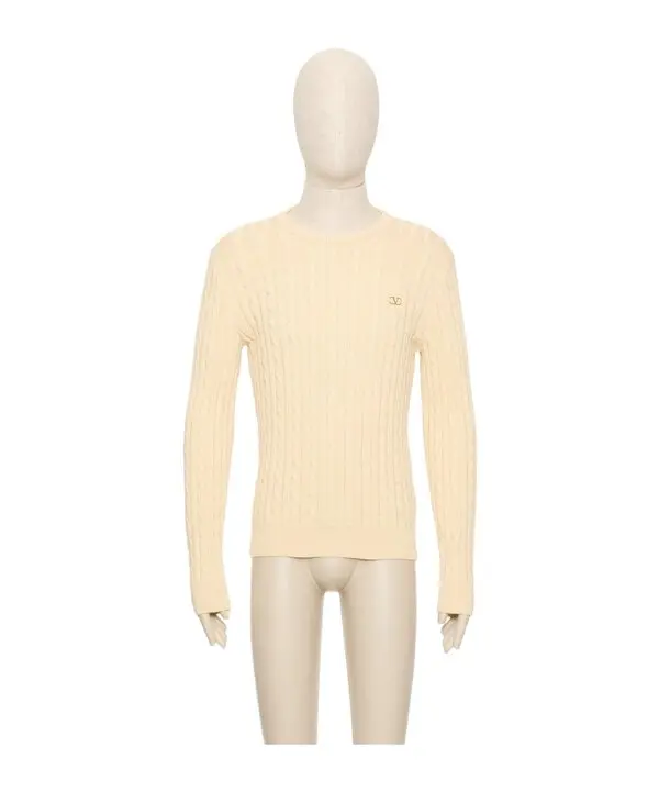Valentino Garavani Vlogo Plaque Cable-knit Crewneck Jumper