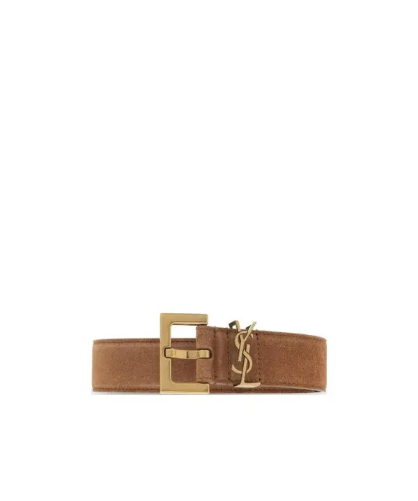 Saint Laurent Monogramme Belt With Square Buckle - Brown
