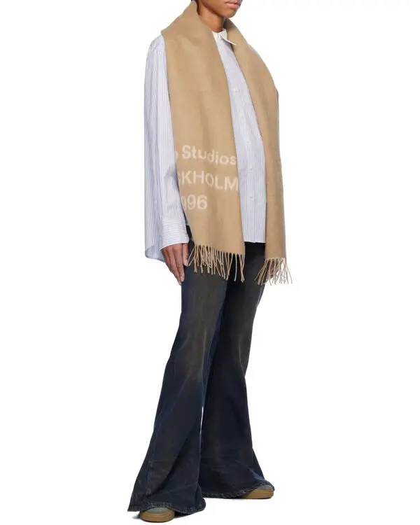 Acne Studios Logo Jacquard Fringed Scarf