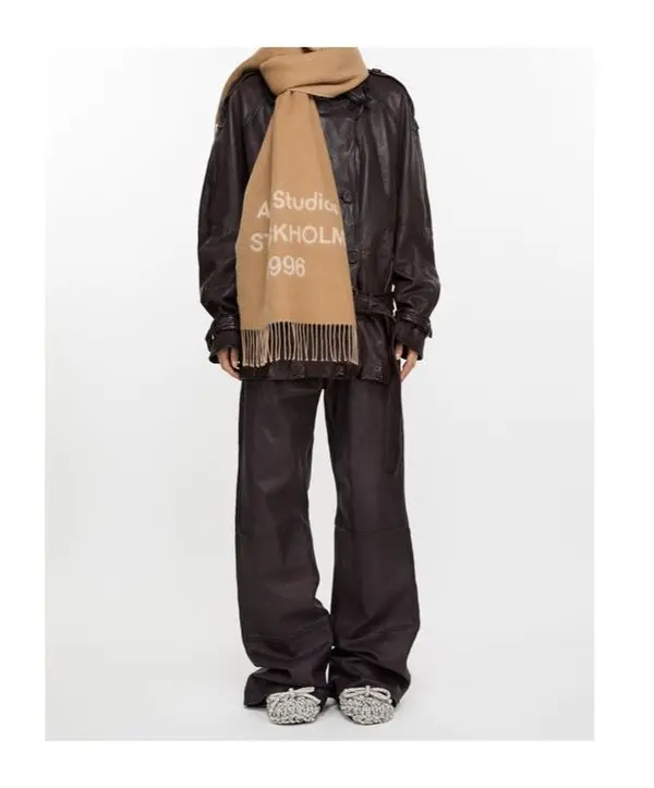 Acne Studios Logo Jacquard Fringed Scarf