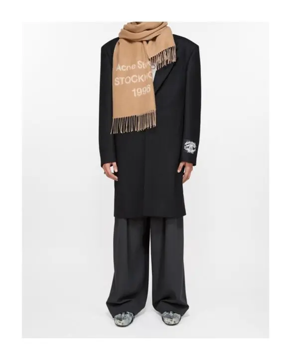 Acne Studios Logo Jacquard Fringed Scarf