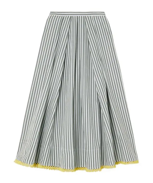 Rosie Assoulin A-line Striped Skirt With Lace Embellishment - Gray