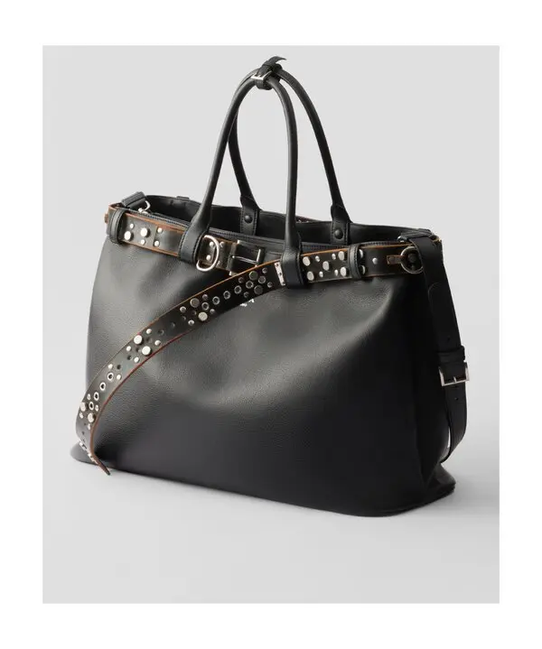 Prada Buckled Studded Leather Bag