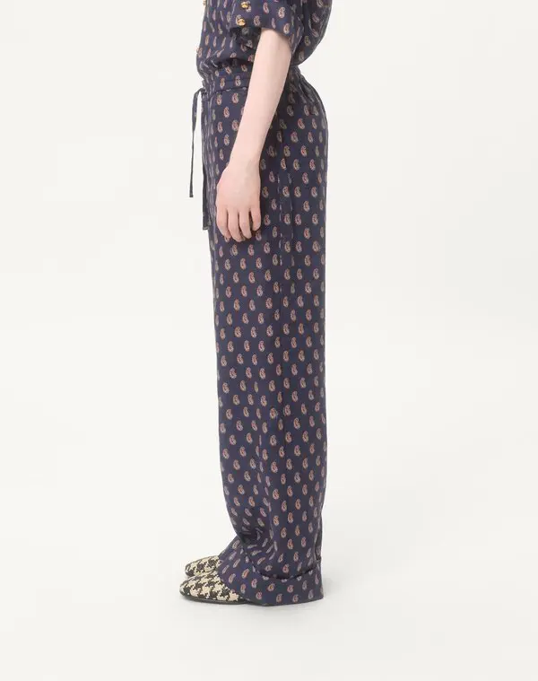 Valentino Garavani Lightweight Printed Linen Trousers