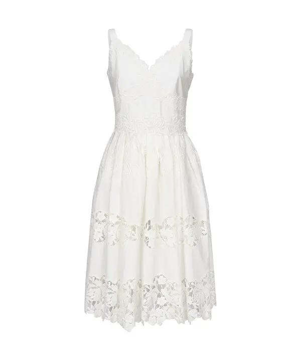 Dolce & Gabbana Sleeveless V-neck Midi Dress - White