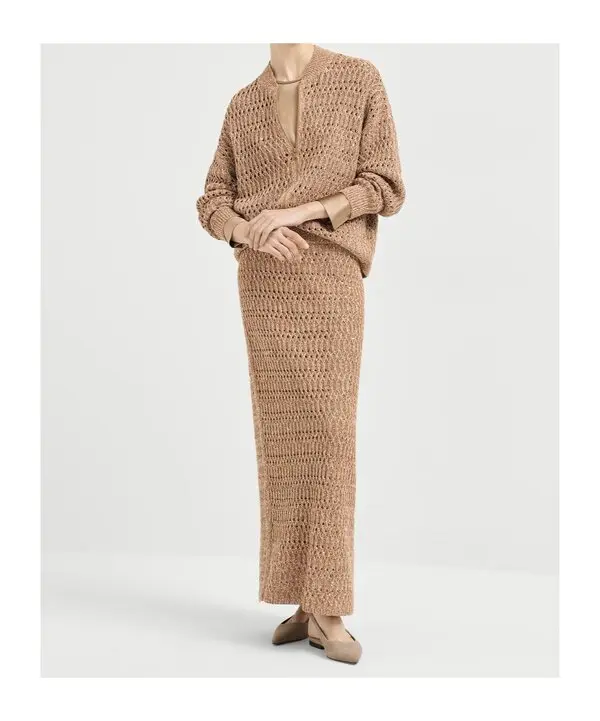 Brunello Cucinelli Dazzling Braids Zip Cardigan