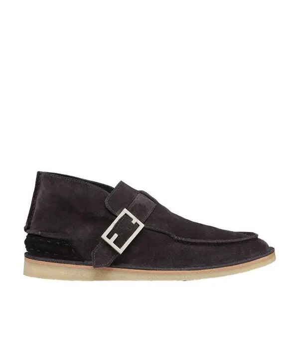 Fendi Suede Desert Boots With Ff Baguette Clasp