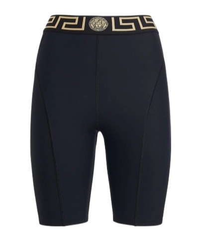 Versace Logo Elastic Belt Riding Shorts - Black
