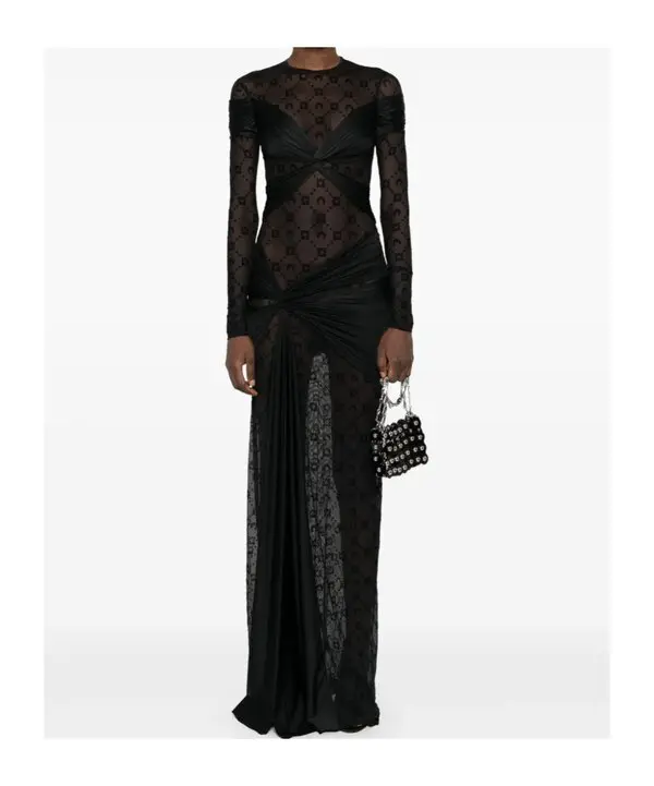 MARINE SERRE Draped Sheer Maxi Dress