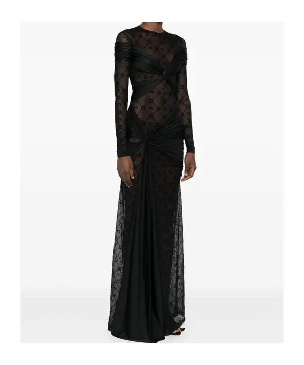 MARINE SERRE Draped Sheer Maxi Dress