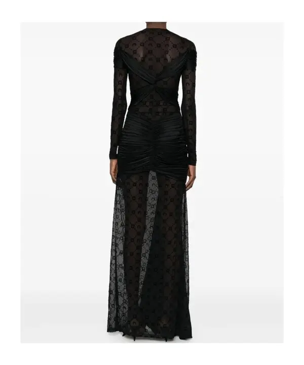 MARINE SERRE Draped Sheer Maxi Dress