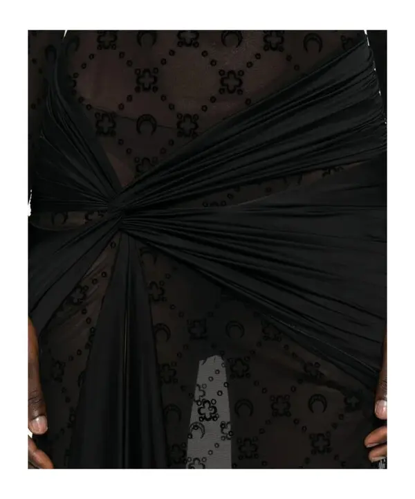 MARINE SERRE Draped Sheer Maxi Dress