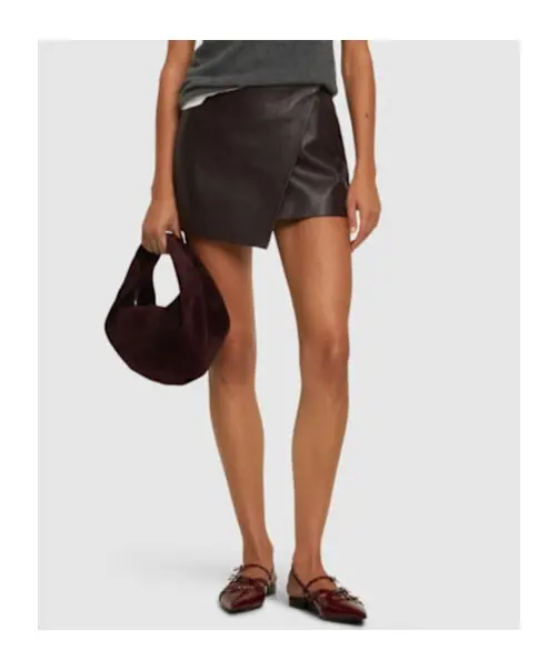 THE FRANKIE SHOP Cleo Leather Mini Wrap Skirt