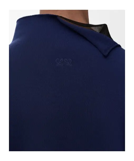Loewe Wool Sweater With Asymmetrical Panel And Double Layer Construction - Navy Blue/black