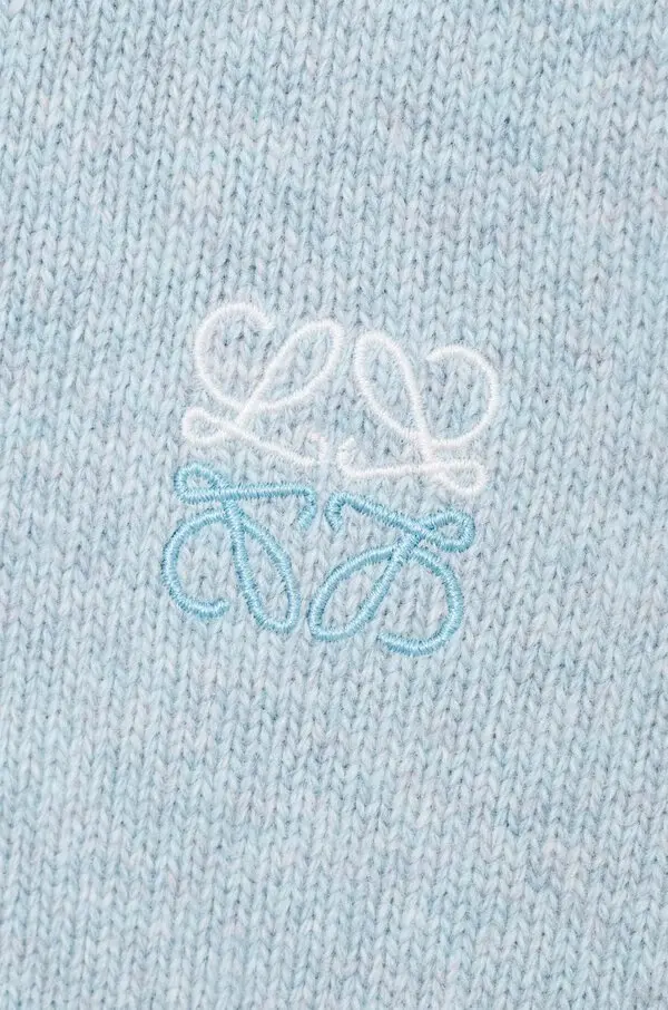 Loewe Wool Crew Neck Sweater With Embroidered Double Logo