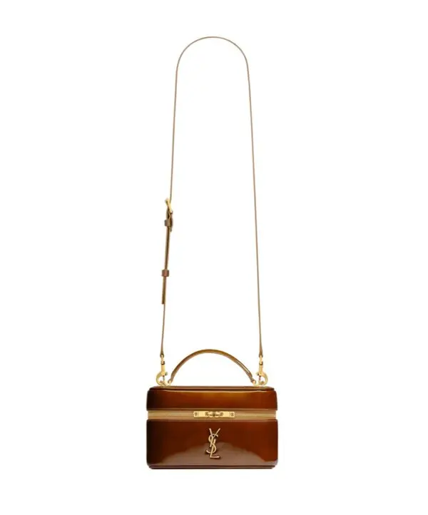 Saint Laurent Gaby Vanity Bag In Patent Leather - Brown