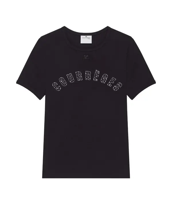 COURREGES Medusa Logo Print T-shirt - Black