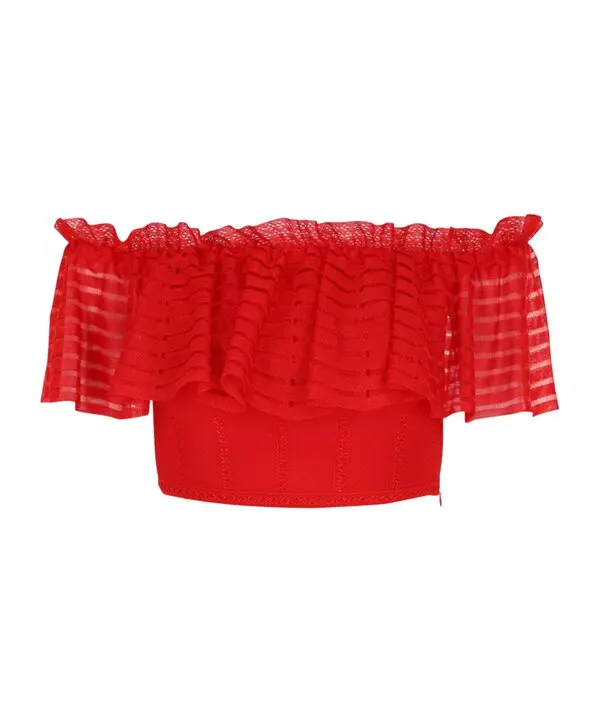 Alexander McQueen Cropped Off-the-shoulder Top - Red