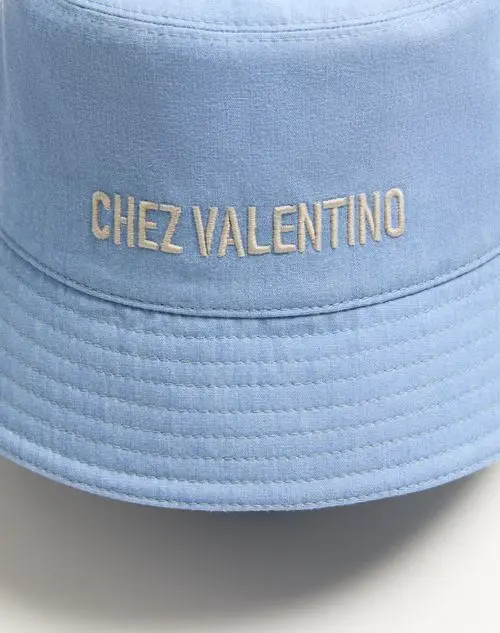Valentino Garavani Chez Embroidered Denim Bucket Hat